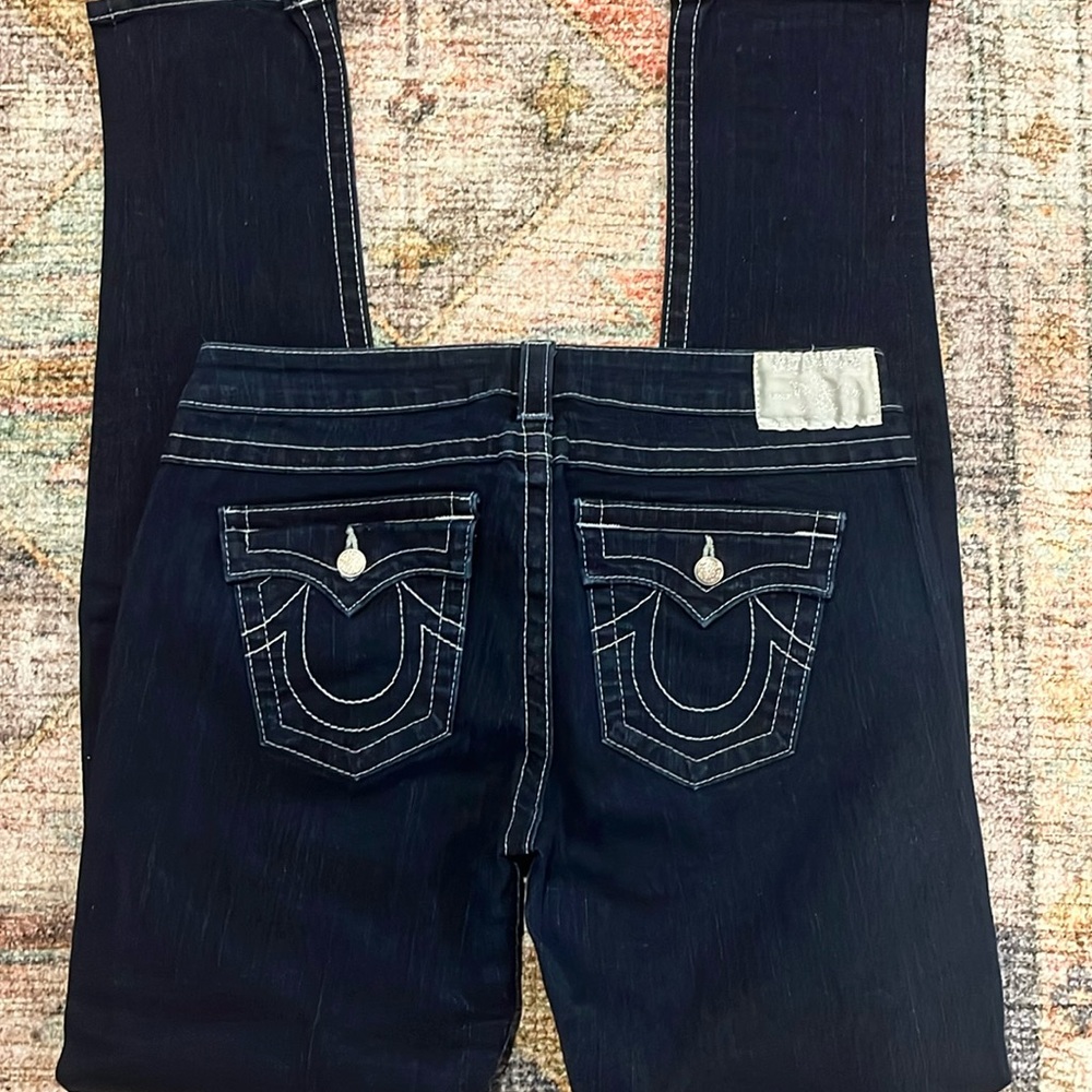 True Religion Jodie Dark Wash Crystal Buttons Skinny … - Gem